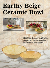 Earthy Beige Ceramic Bowl | Decorative Bowl | Serene Spaces Living