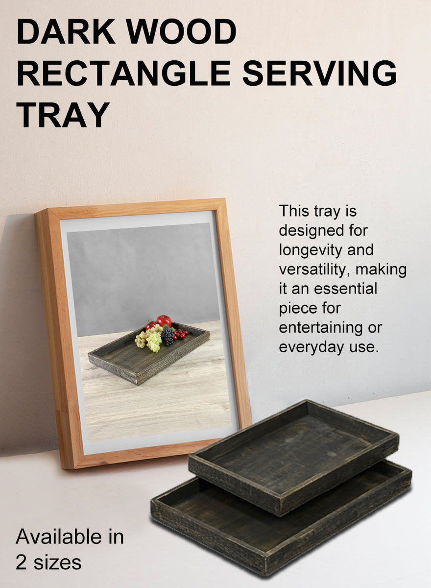Dark Wood Rectangle Serving Tray | Trays | Serene Spaces Living