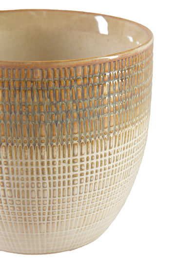 Latte Glazed Ceramic Cachepot | Cachepot | Serene Spaces Living