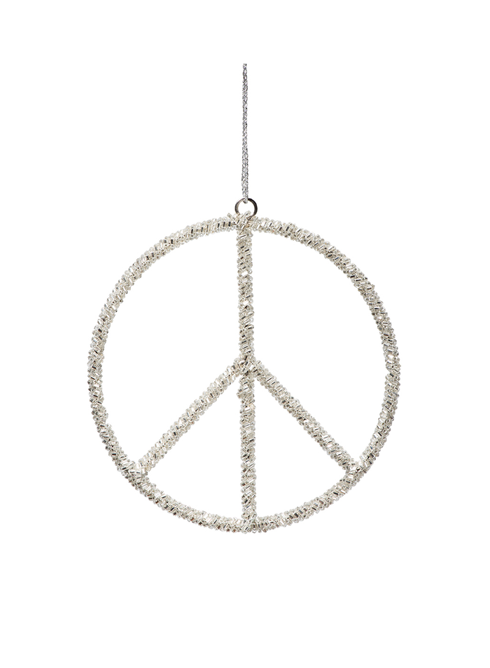 Set of 6 Silver Hanging Peace Sign Ornaments | Hanging Ornaments ...