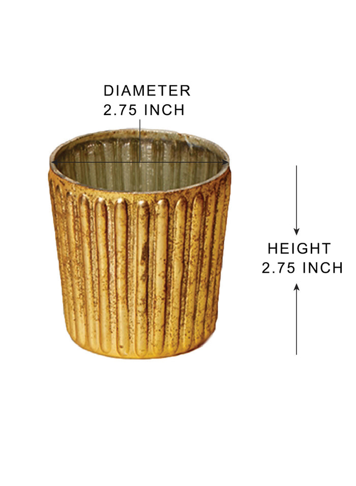 Ribbed Amber Glass Votive Holder | Candle Holder | Serene Spaces Living