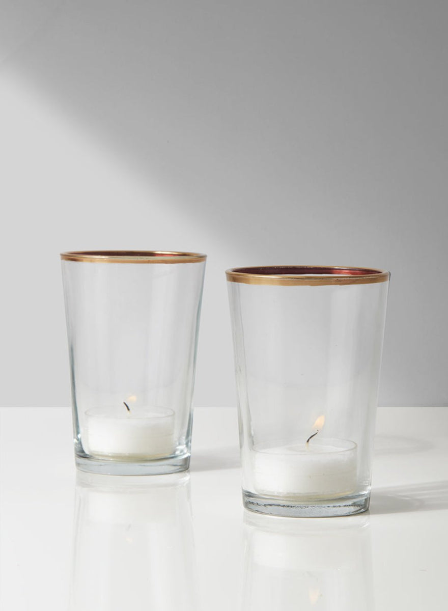 Gold Rimmed Glass Votive Holders, Set of 6 | Votives & Candle Holders ...