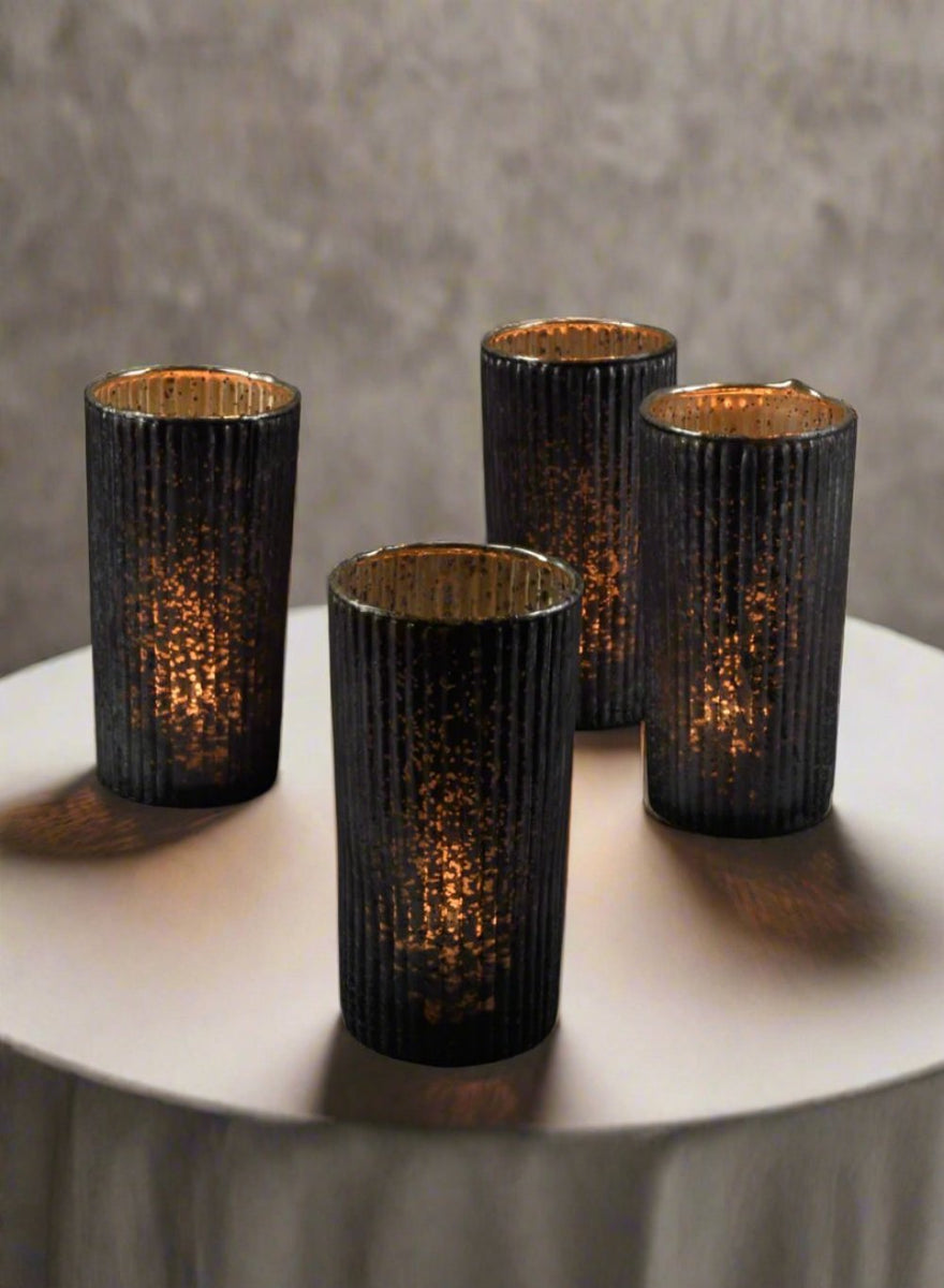 Tall Platinum Ribbed Votive Holder | Votive Holders | Serene Spaces Living