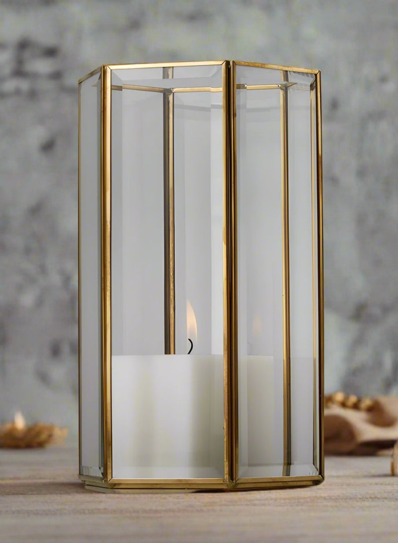 Beveled Glass Gold Hurricane | Starting at $28