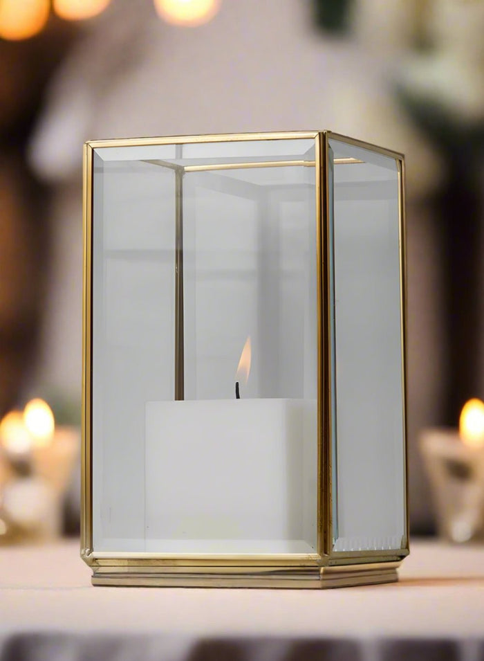 Beveled Glass Gold Hurricane | Starting at $28